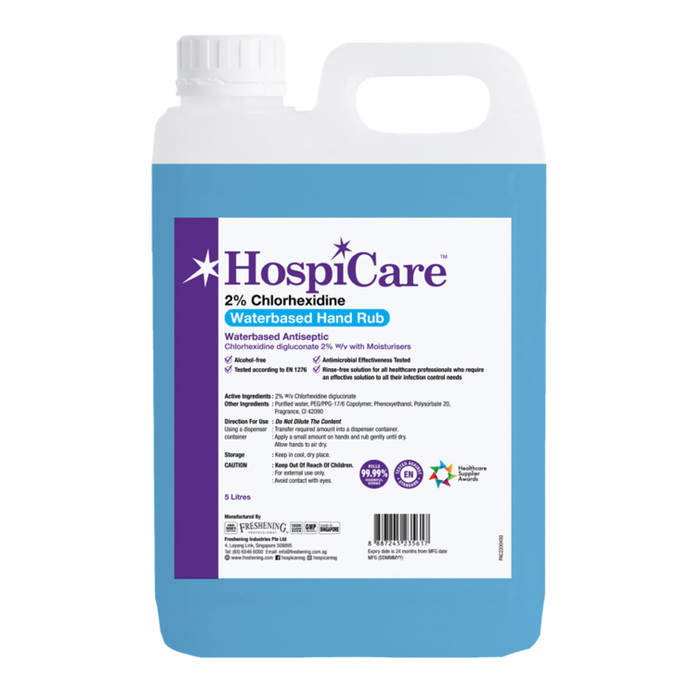 HospiCare 2% Chlorhexidine Waterbased Hand Rub - 5L | MF Asia Singapore